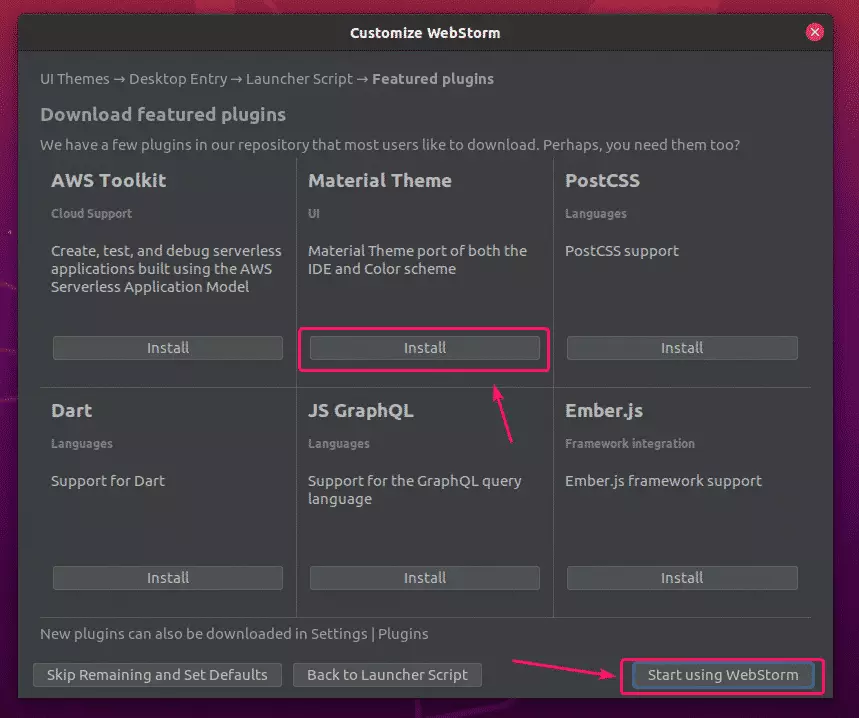 WebStormi installimine Ubuntu 20.04 LTS-i 11539_20