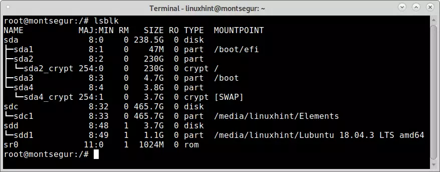 ວິທີການລາຍຊື່ອຸປະກອນ Linux Disk ທັງໝົດ 11555_1