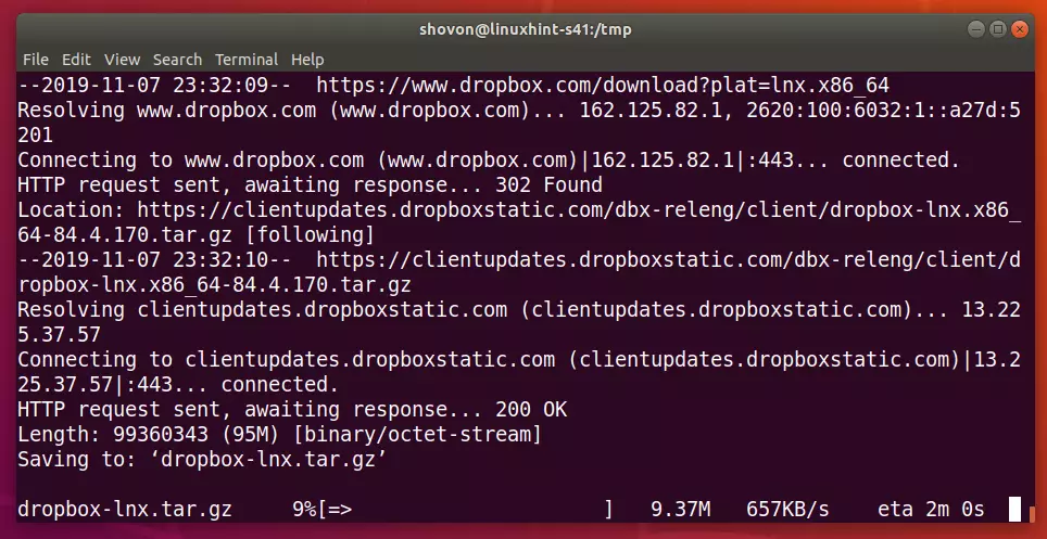 Faʻafefea ona faʻapipiʻi le Dropbox i luga ole CentOS 8 Headless Server 11598_15