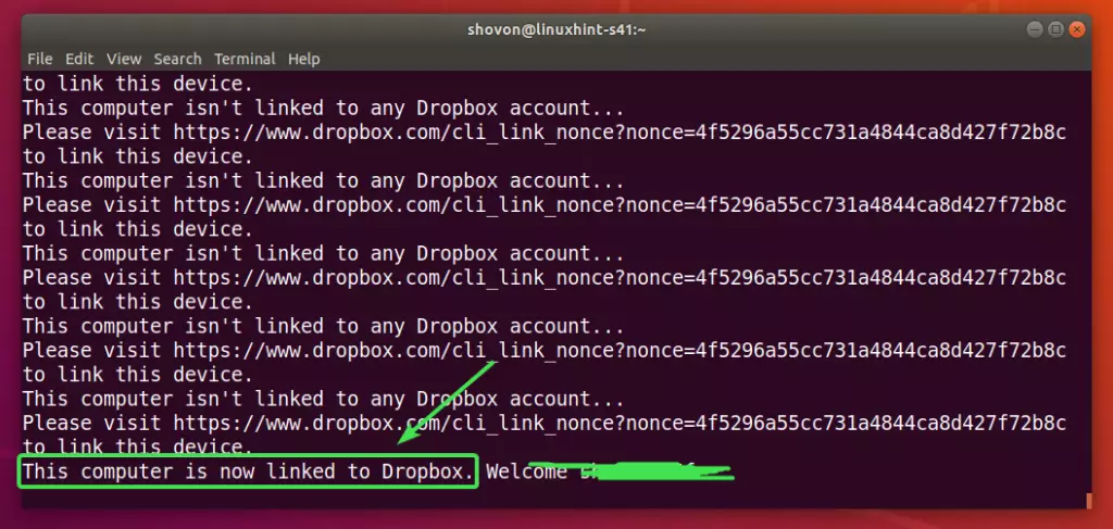 Slik konfigurerer du Dropbox på CentOS 8 Headless Server 11598_27