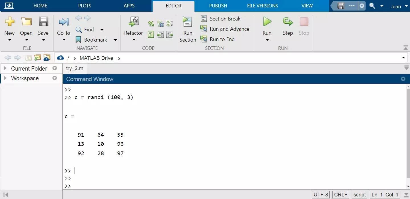 randi (Random inteful) di MatLab de 11626_2