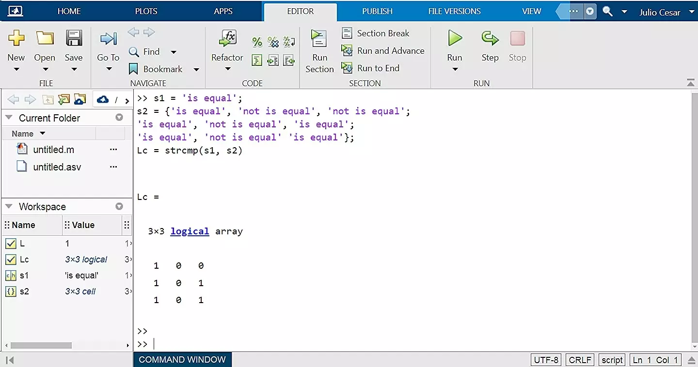 MatLab'da Strcmp işlevi 11628_2