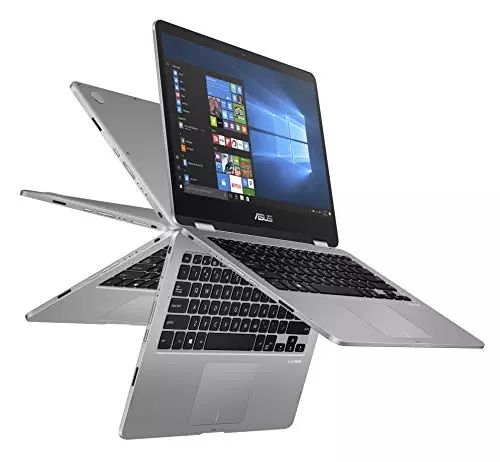 ASUS VivoBook Flip 14 થિન એન્ડ લાઇટ 2-in-1 લેપટોપ, 14” FHD ટચસ્ક્રીન, Intel Celeron Dual Core N4000 પ્રોસેસર, 4GB RAM, 64GB સ્ટોરેજ, ફિંગરપ્રિન્ટ રીડર, Windows 10 S મોડમાં, J401MA-YS0