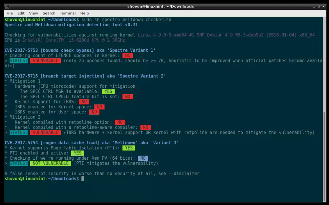 Debian-da Spectre va Meltdown-ni tekshiring va yamoq qiling 11886_20