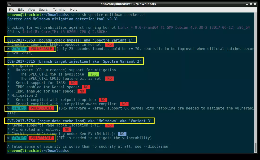 Debian-da Spectre va Meltdown-ni tekshiring va yamoq qiling 11886_9