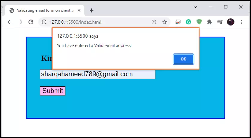 Kumaha Ngavalidasi Bentuk Email dina sisi Klién dina JavaScript 11969_5