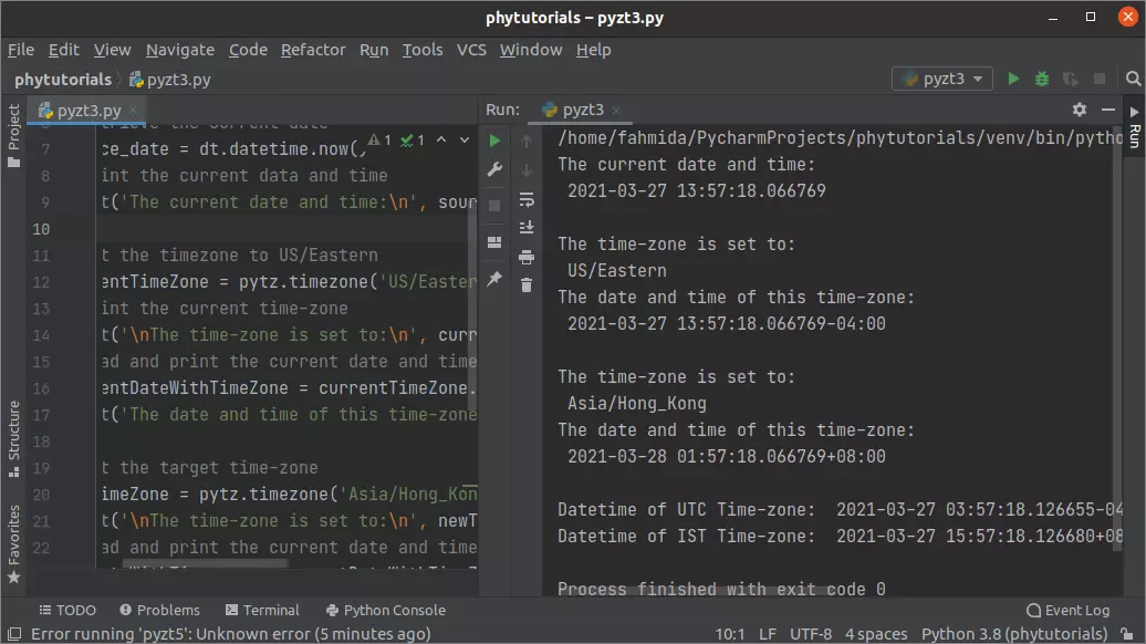 Pythonin PYTZ-moduulin käyttäminen 12028_3