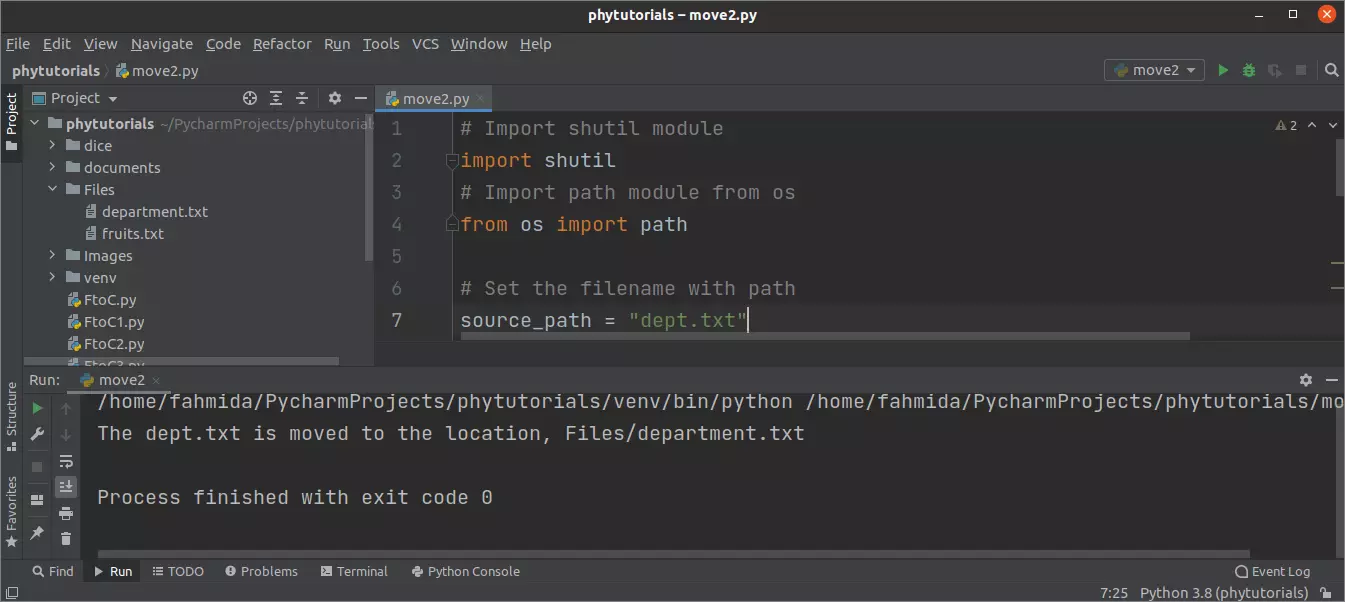 Wéi réckelt d'Datei an en anere Verzeechnes am Python 12040_2