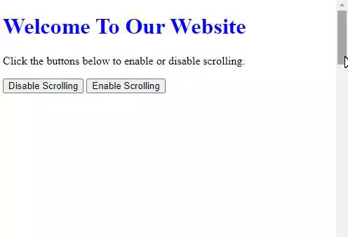 ಜಾವಾಸ್ಕ್ರಿಪ್ಟ್ನೊಂದಿಗೆ ವೆಬ್ಪುಟದಲ್ಲಿ ಸ್ಕ್ರೋಲಿಂಗ್ ಅನ್ನು ನಿಷ್ಕ್ರಿಯಗೊಳಿಸುವುದು ಹೇಗೆ 12063_2