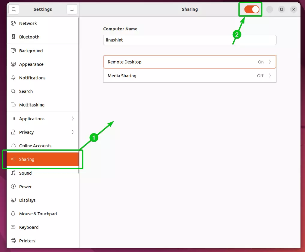 Kaugtöölaua lubamine Ubuntu töölaual 22.04 LTS ja sellele juurdepääs Windowsi kaugtöölaua ühenduse rakendusest 1207_15