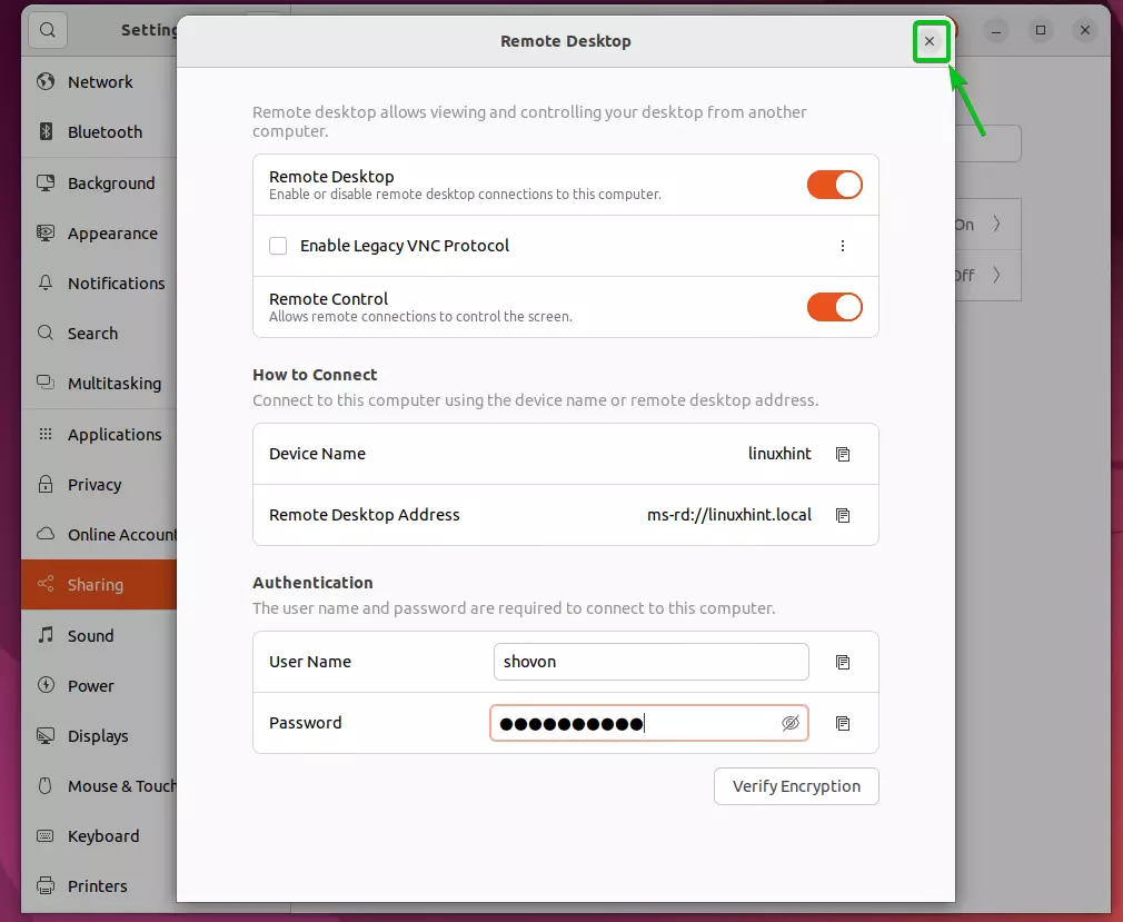 Ungayivula Kanjani Ideskithophu Ekude ku-Ubuntu Desktop 22.04 LTS futhi Uyifinyelele kusuka kuhlelo lokusebenza lwe-Windows Remote Desktop Connection 1207_20