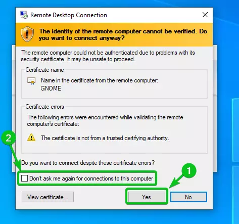 Ungayivula Kanjani Ideskithophu Ekude ku-Ubuntu Desktop 22.04 LTS futhi Uyifinyelele kusuka kuhlelo lokusebenza lwe-Windows Remote Desktop Connection 1207_31