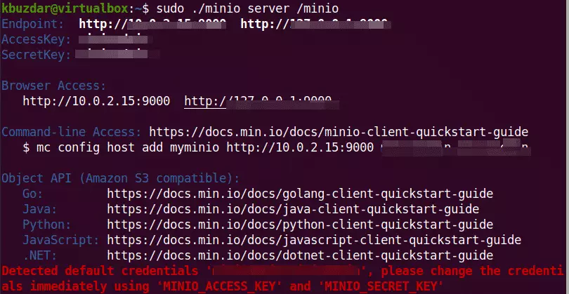 Faka iMinio kwi-Ubuntu 20.04 12087_3