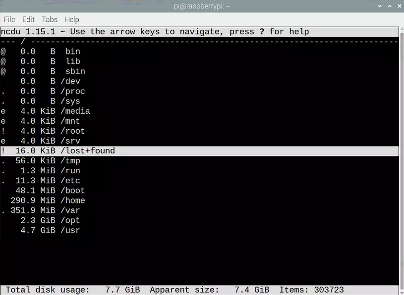 Raspberry Pi 4에서 스토리지를 분석하는 방법 12103_11