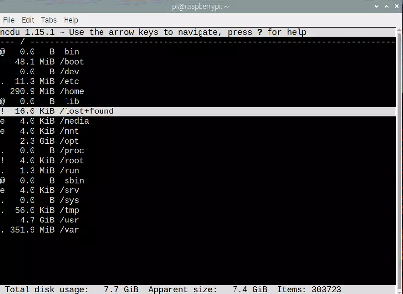 Raspberry Pi 4에서 스토리지를 분석하는 방법 12103_12