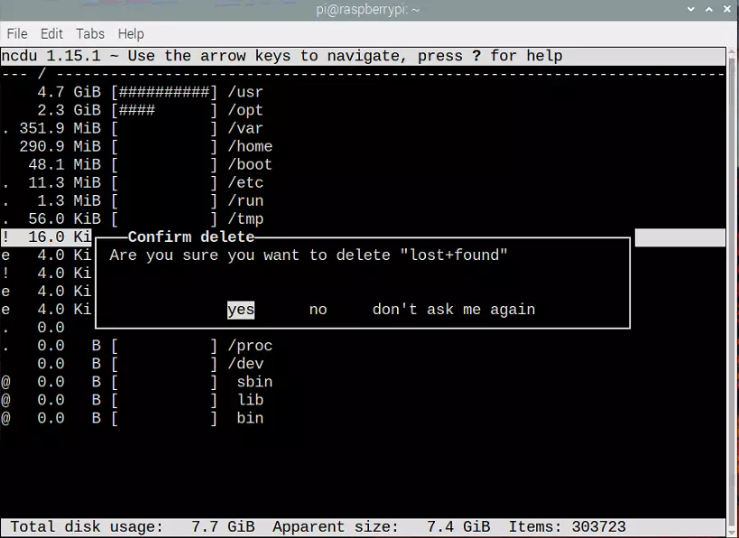 Raspberry Pi 4에서 스토리지를 분석하는 방법 12103_9