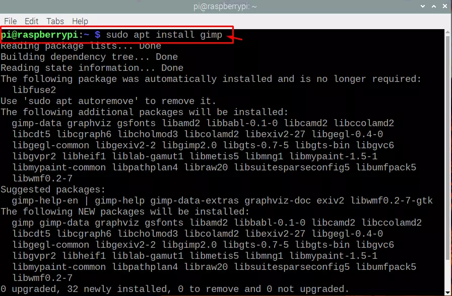 Hoe GIMP op Raspberry Pi te installeren 12111_1