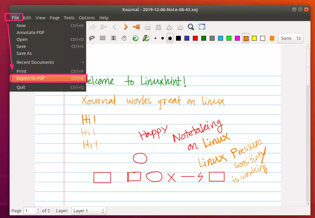 Ubuntu တွင် Xournal Note Taking အက်ပ်ကို ထည့်သွင်းအသုံးပြုနည်း 12156_37