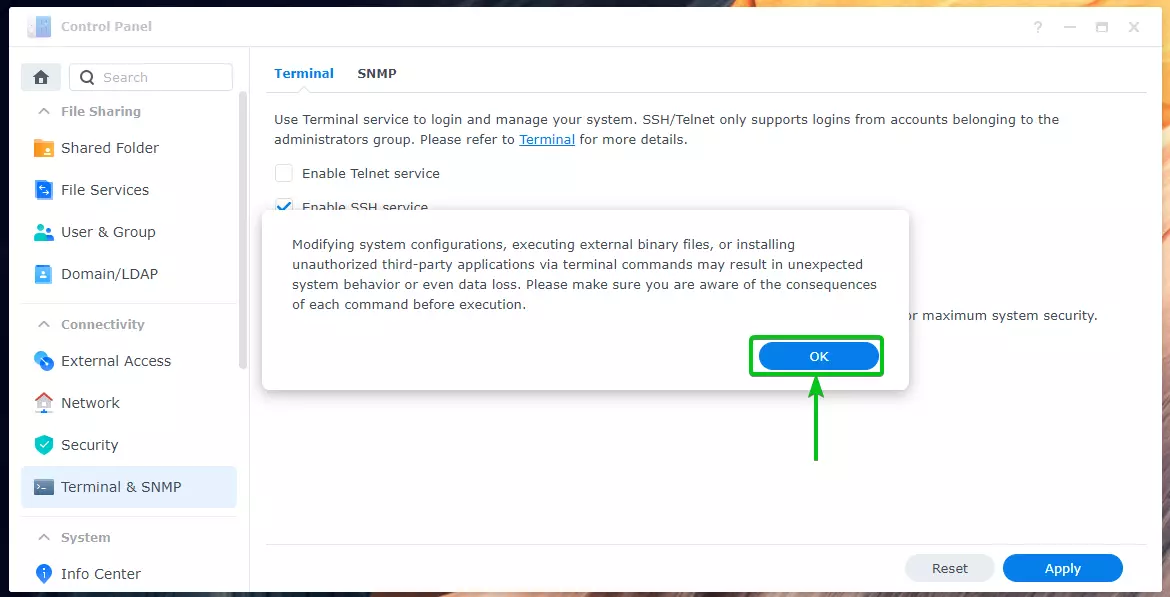 Activa o acceso SSH en Synology NAS 1218_3