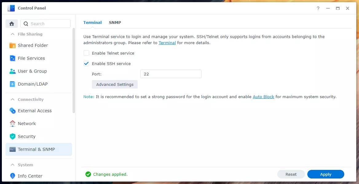 Activa o acceso SSH en Synology NAS 1218_4