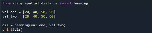 Berekkening fan Hamming ôfstân yn Python 12208_1