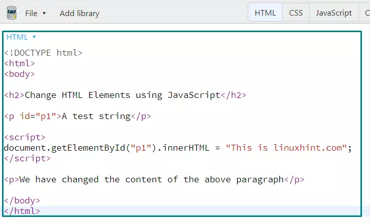 Sida HTML Elements loo beddelo JavaScript 12234_1