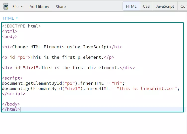 Sida HTML Elements loo beddelo JavaScript 12234_5