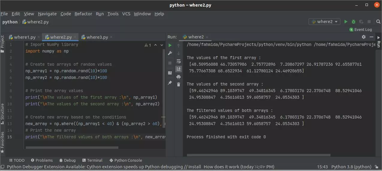 python NumPy where() فنکشن کو متعدد شرائط کے ساتھ استعمال کرنے کا طریقہ 12289_2