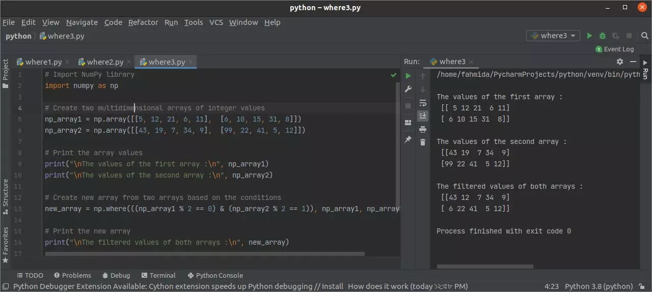 python NumPy ஐப் பயன்படுத்துவது எப்படி பல நிபந்தனைகளுடன் அங்கு() செயல்படும் 12289_3
