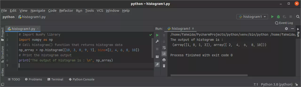 Python NumPy ஹிஸ்டோகிராம்() பயிற்சி 12290_1