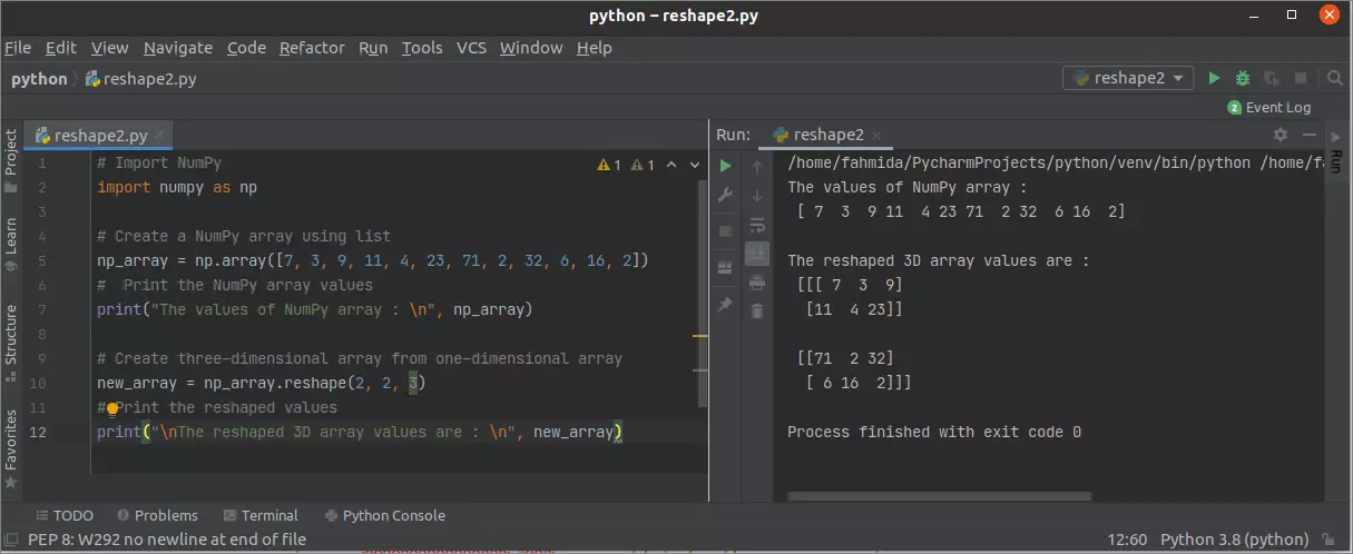 Kumaha Paké Python NumPy reshape () Fungsi 12296_2