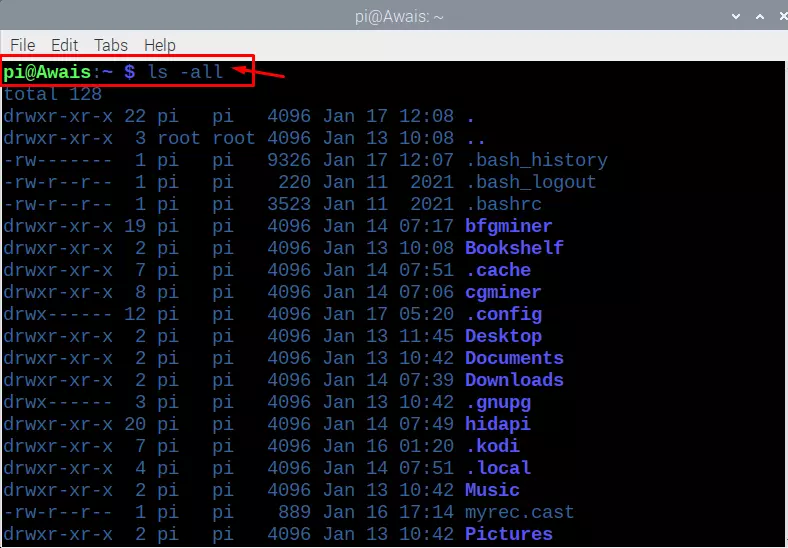 Raspberry Pi-də faylları siyahıya salmaq əmri 12339_7