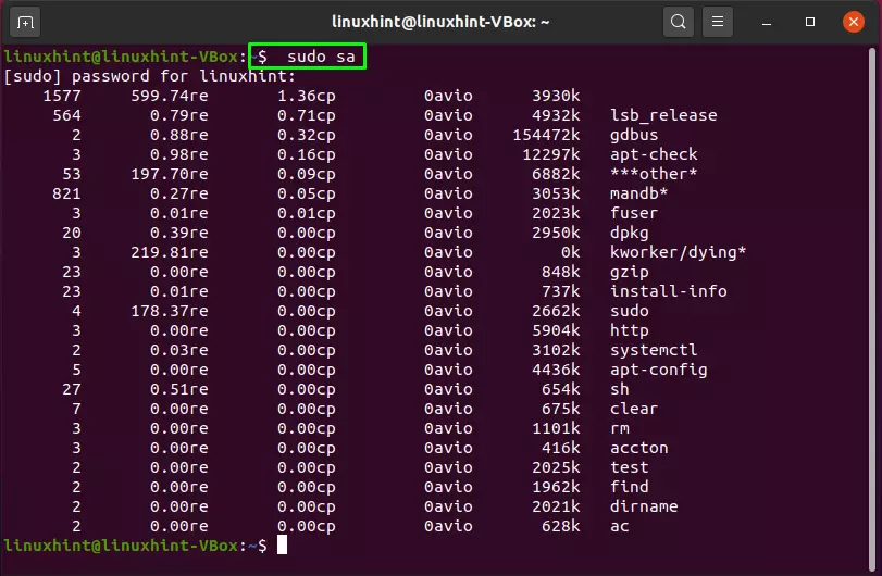 如何在 Ubuntu 中啟用進程記帳 12352_8