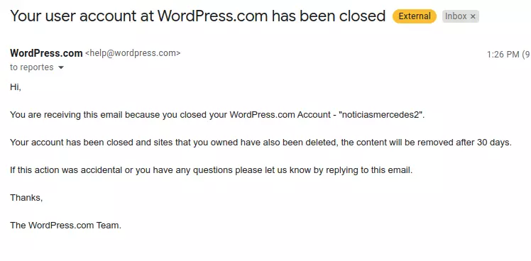 Sådan sletter du en WordPress.com-konto 1236_13