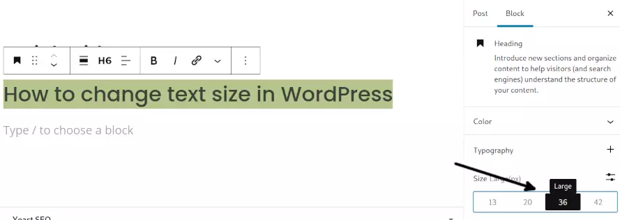 Kaip pakeisti teksto dydį „WordPress“? 1247_3