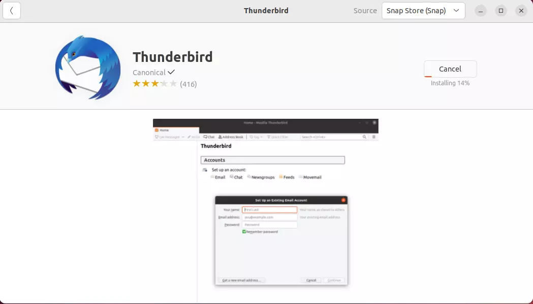 Ubuntu 22.04 تي ThunderBird کي ڪيئن انسٽال ڪجي 12548_14