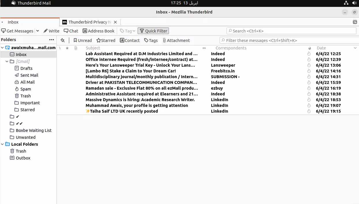 Ubuntu 22.04 تي ThunderBird کي ڪيئن انسٽال ڪجي 12548_7