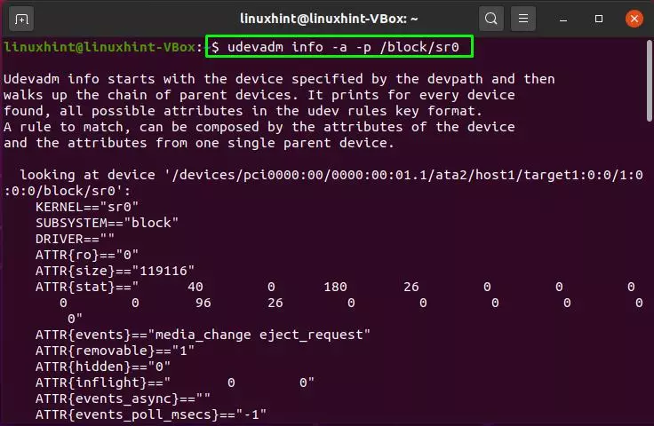 ਉਬੰਟੂ 'ਤੇ udevadm ਦੀ ਵਰਤੋਂ ਕਿਵੇਂ ਕਰੀਏ 12550_3