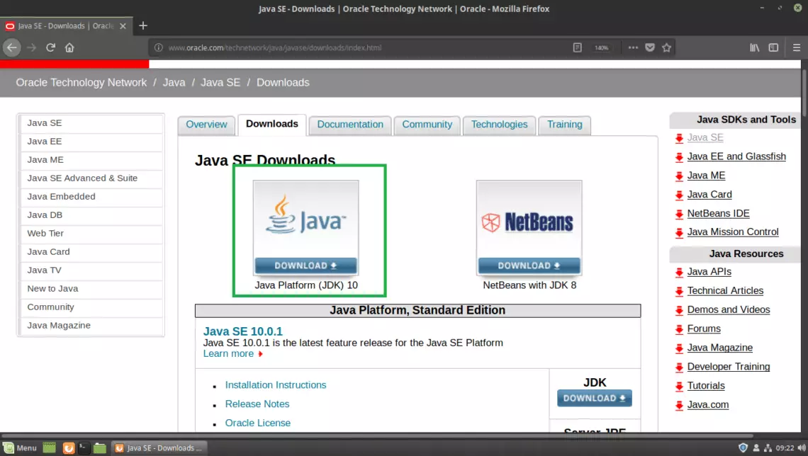 Installer Oracle Java Development Kit (JDK) 10 på Linux Mint 19 12598_1