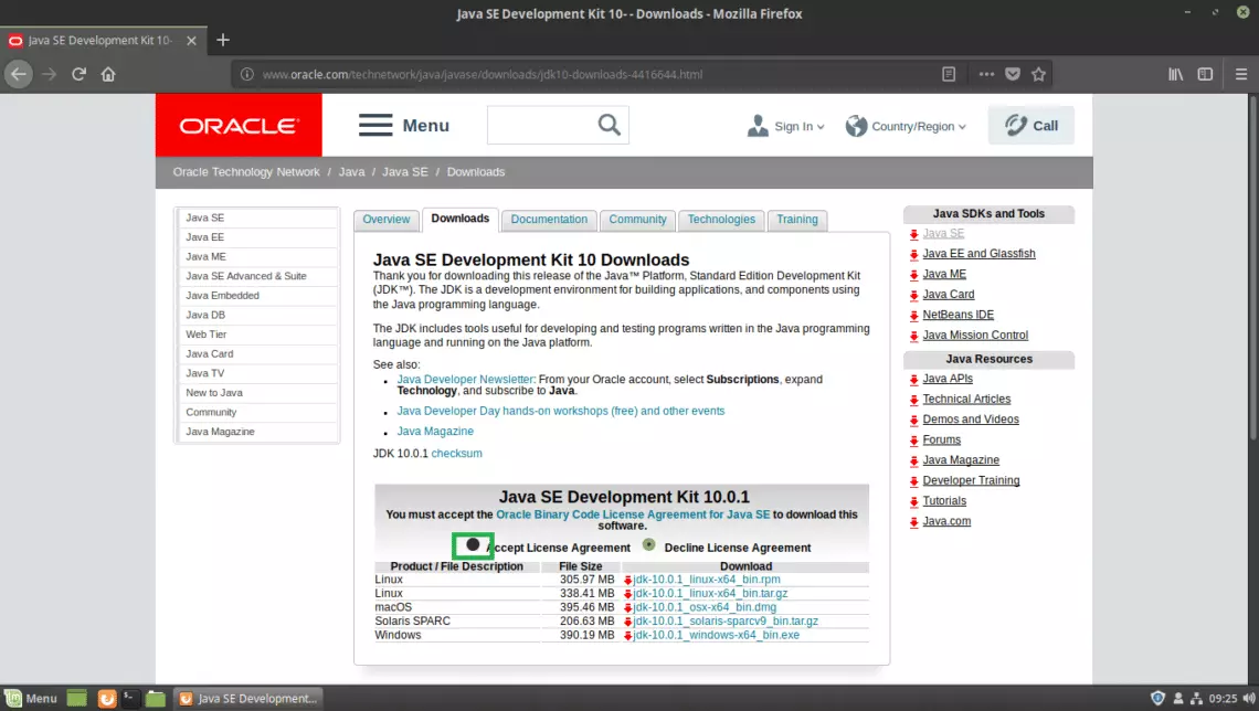Instalirajte Oracle Java Development Kit (JDK) 10 na Linux Mint 19 12598_2