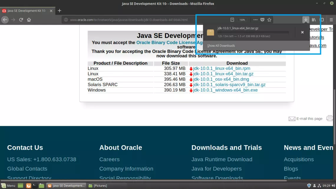 Instalirajte Oracle Java Development Kit (JDK) 10 na Linux Mint 19 12598_5