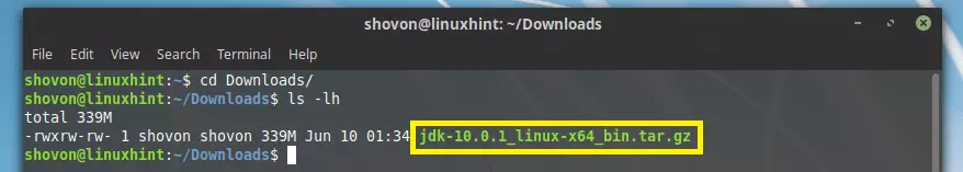 Mametraka Oracle Java Development Kit (JDK) 10 amin'ny Linux Mint 19 12598_6