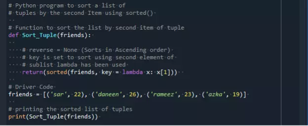 Lista e renditjes së Python të tuples 12627_1