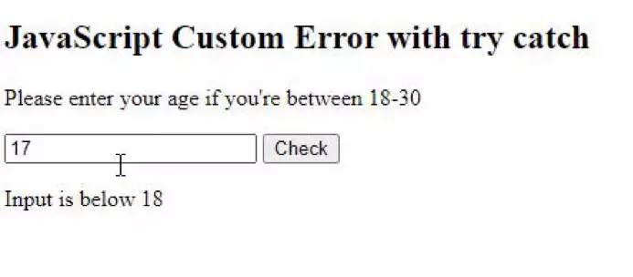 JavaScript ನಲ್ಲಿ ಥ್ರೋ ಹೇಳಿಕೆಗಳನ್ನು ಬಳಸಿಕೊಂಡು ಕಸ್ಟಮ್ ದೋಷಗಳನ್ನು ಹೇಗೆ ರಚಿಸುವುದು 12683_2