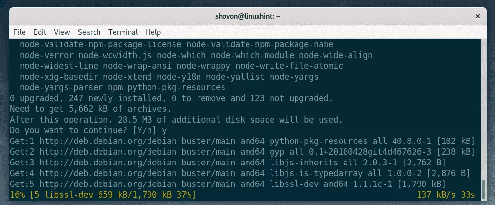 Инсталирање на Node.js на Debian 10 12729_12