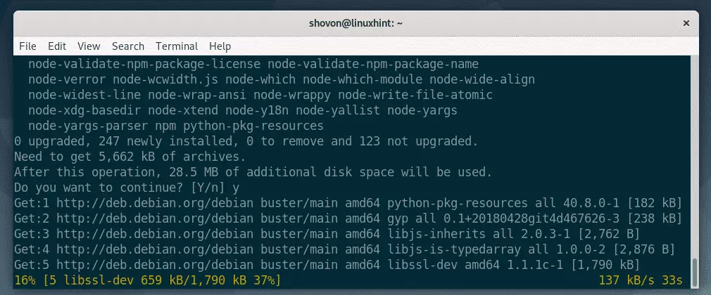 Fametrahana Node.js amin'ny Debian 10 12729_12