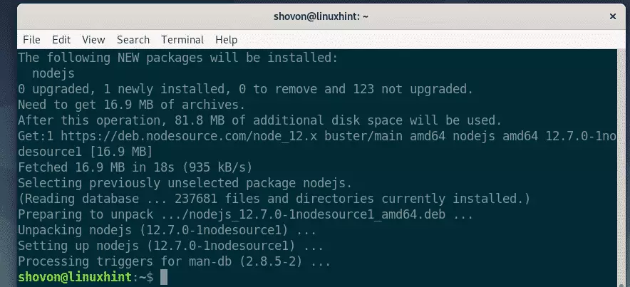 Debian 10 ನಲ್ಲಿ Node.js ಅನ್ನು ಸ್ಥಾಪಿಸಲಾಗುತ್ತಿದೆ 12729_24