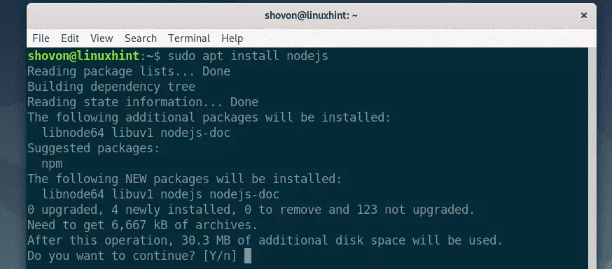 Debian 10 ನಲ್ಲಿ Node.js ಅನ್ನು ಸ್ಥಾಪಿಸಲಾಗುತ್ತಿದೆ 12729_4