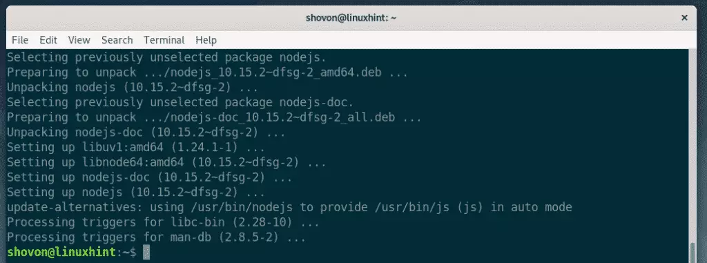 Debian 10 ನಲ್ಲಿ Node.js ಅನ್ನು ಸ್ಥಾಪಿಸಲಾಗುತ್ತಿದೆ 12729_6