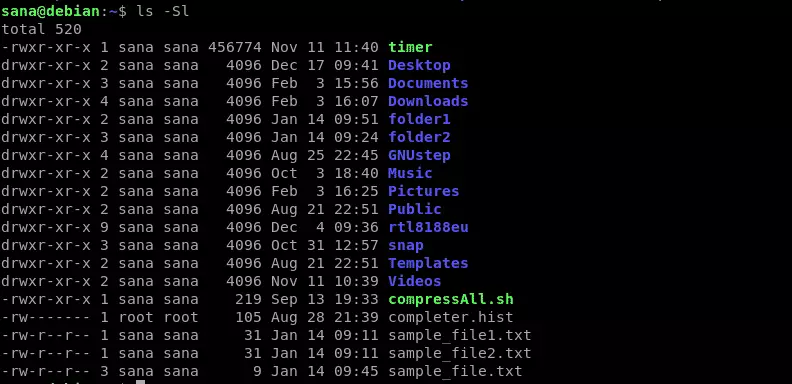 Uzskaitiet failus, kas sakārtoti pēc lieluma direktoriju kokā operētājsistēmā Linux 12886_7